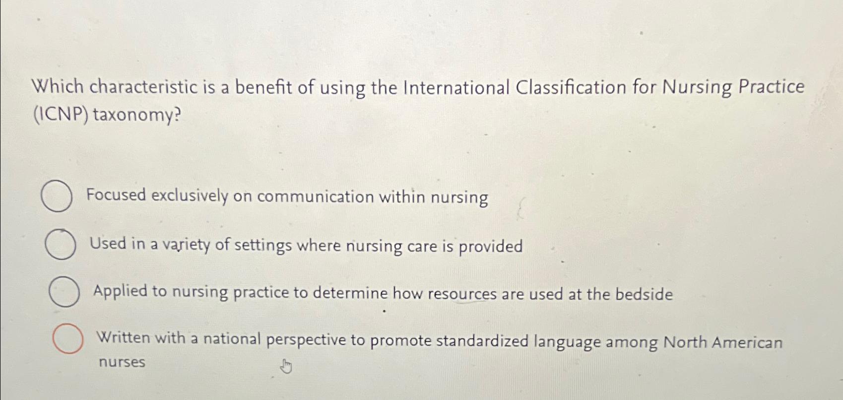 Solved Which characteristic is a benefit of using the | Chegg.com