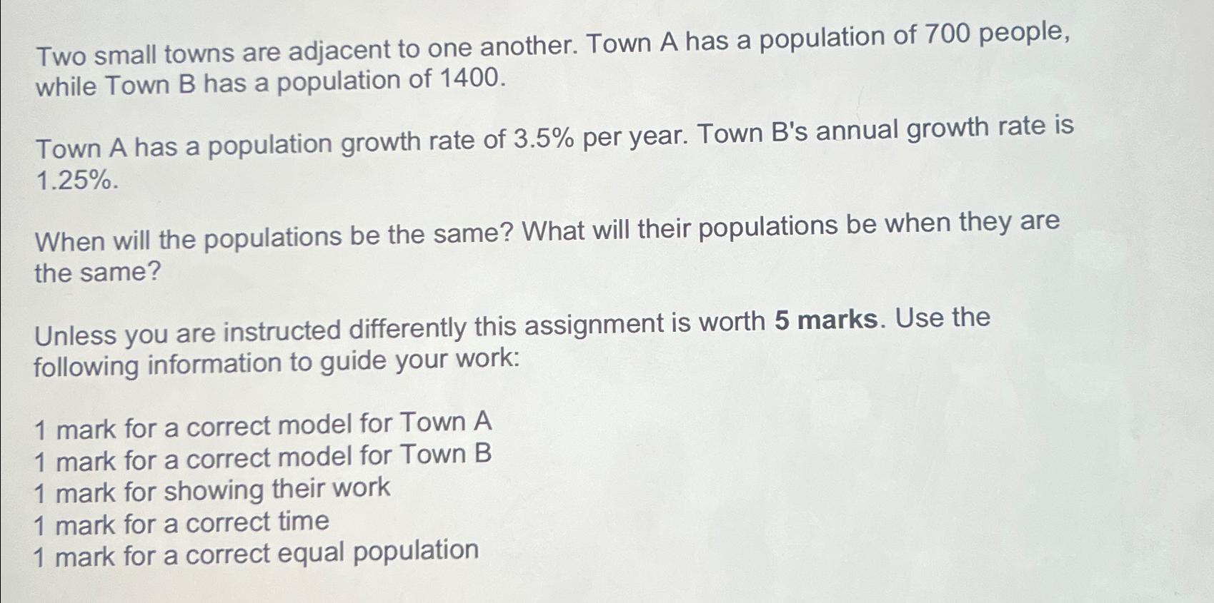 Solved Two small towns are adjacent to one another. Town A | Chegg.com