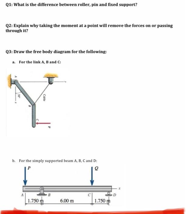 Solved Q1: What is the difference between roller, pin and | Chegg.com
