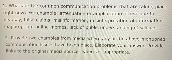 Solved 1. What are the common communication problems that | Chegg.com