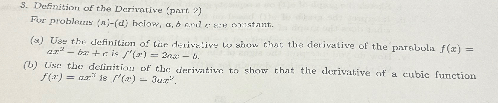 Solved Definition of the Derivative (part 2)For problems | Chegg.com