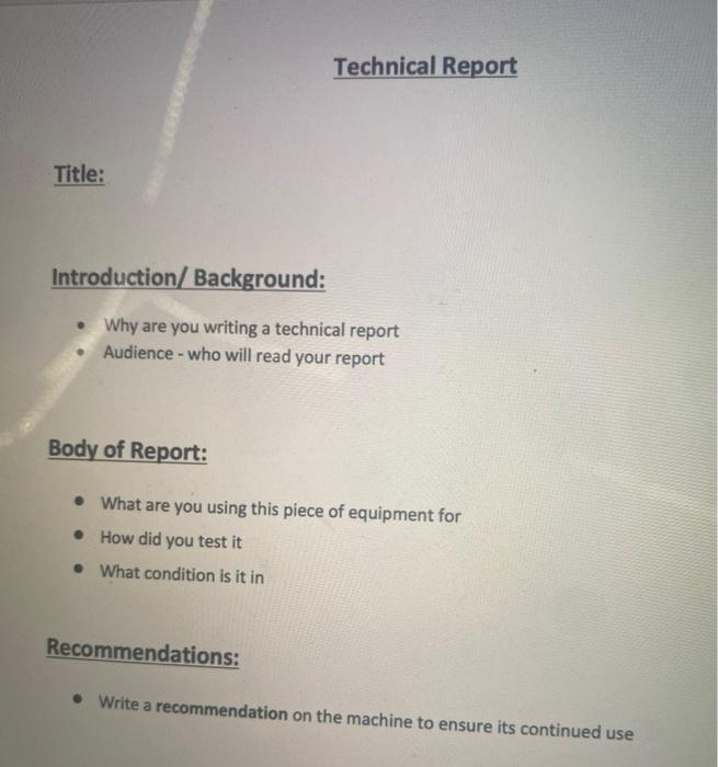 Technical Report Title: Introduction/ Background: Why | Chegg.com