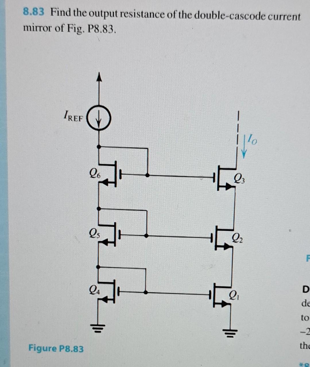 Solved 8.83 Find the output resistance of the double-cascode | Chegg.com