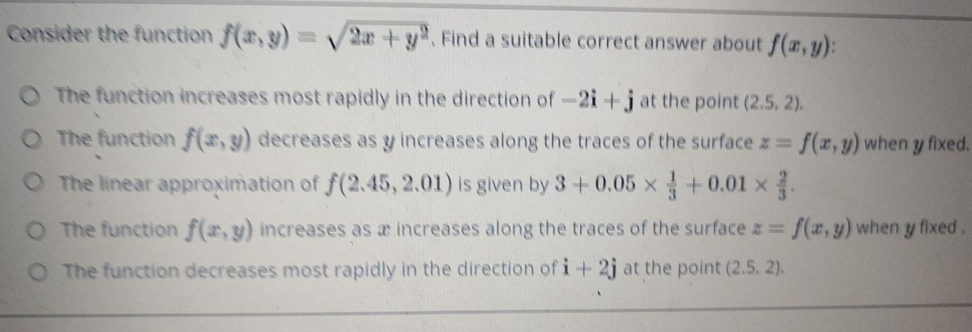 Solved Consider the function f(x,y)=√2a +9 Find a suitable | Chegg.com