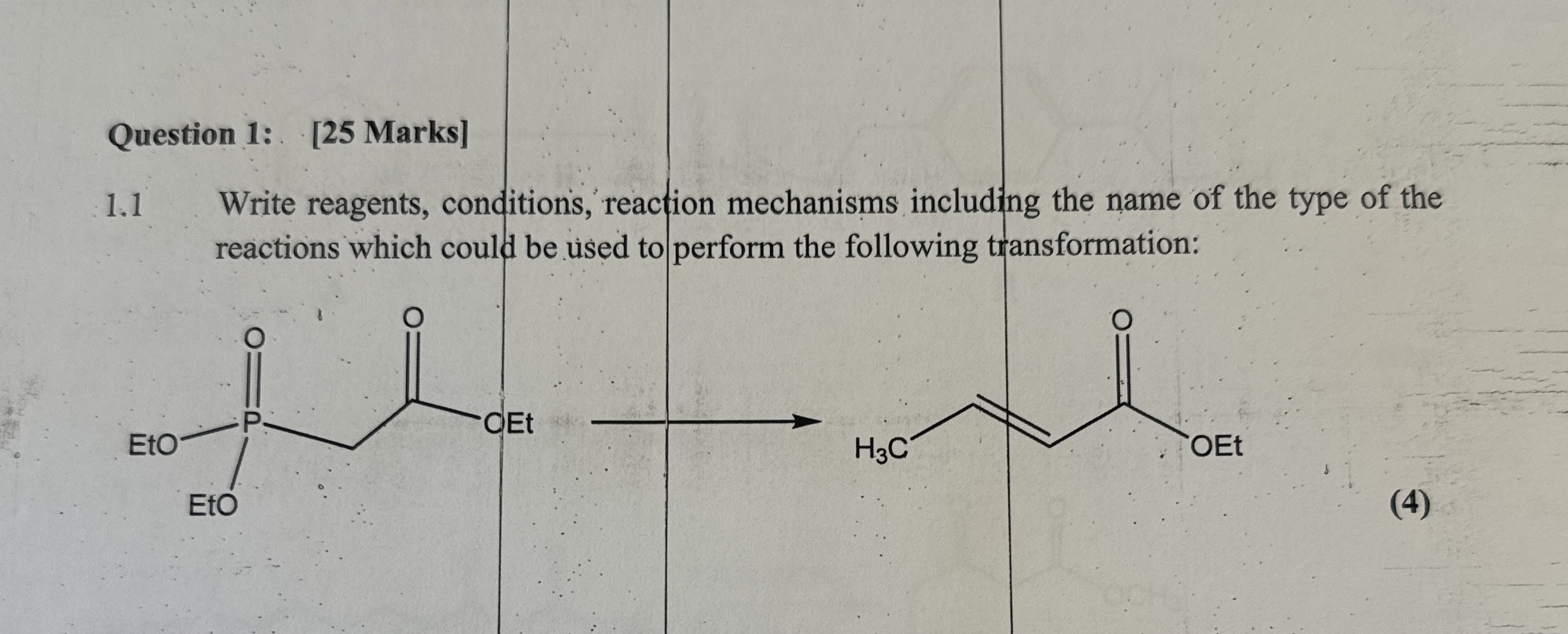 Question 1: [25 ﻿Marks]1.1 ﻿Write reagents, | Chegg.com