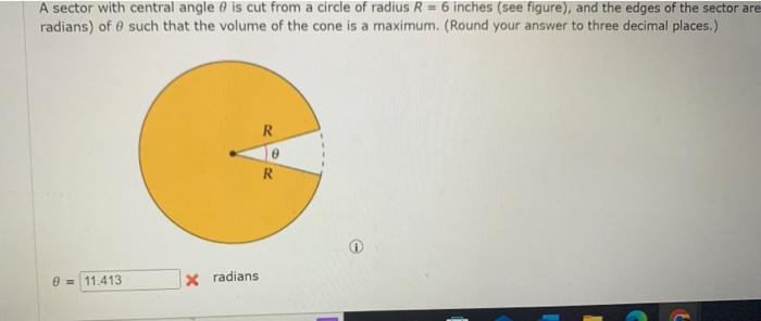Solved A sector with central angle θ is cut from a circle of | Chegg.com