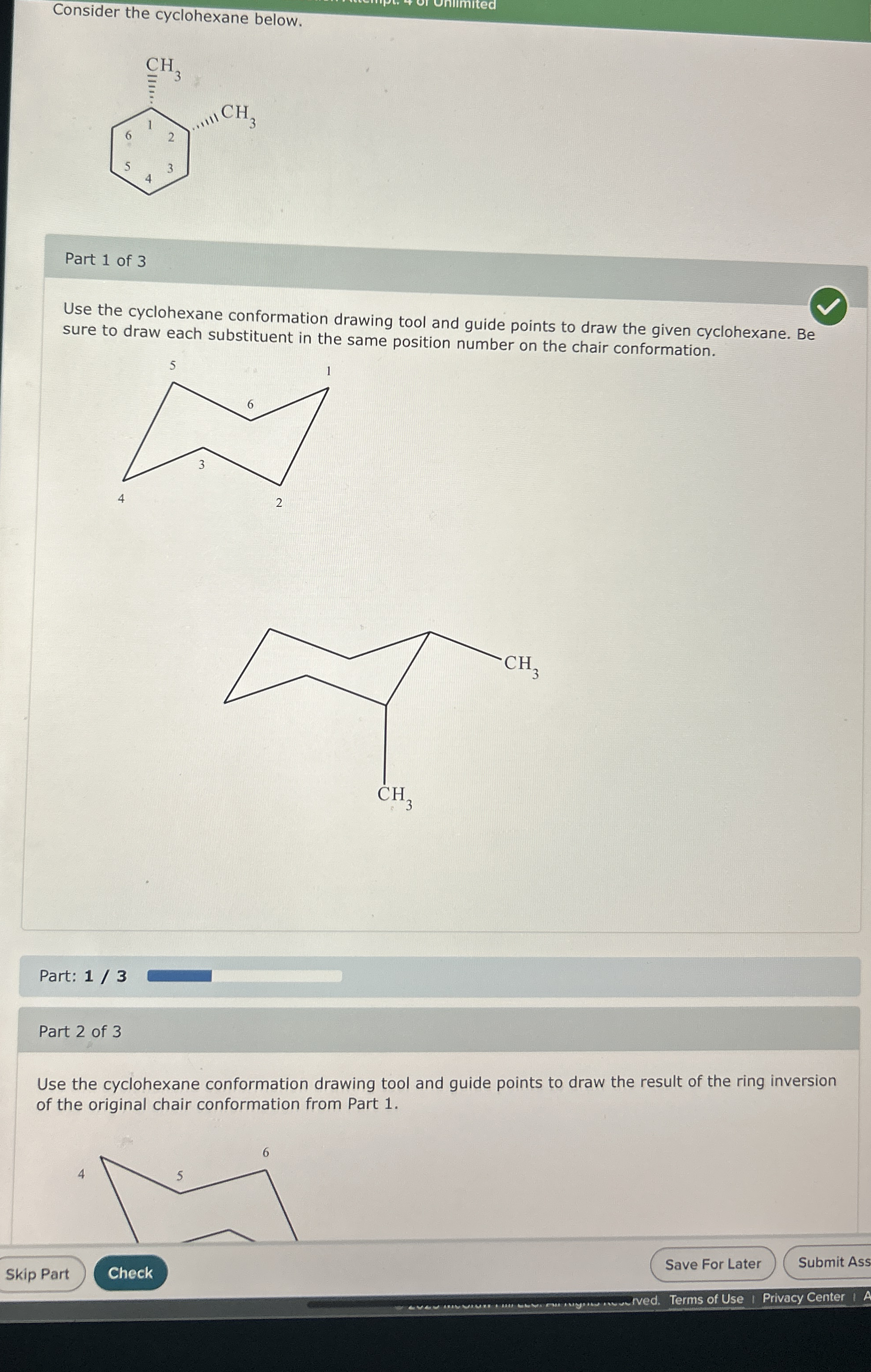 Consider the cyclohexane below. Part 1 ﻿of 3Use the | Chegg.com