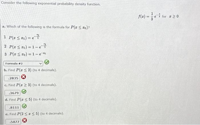 Solved Consider the following exponential probability | Chegg.com