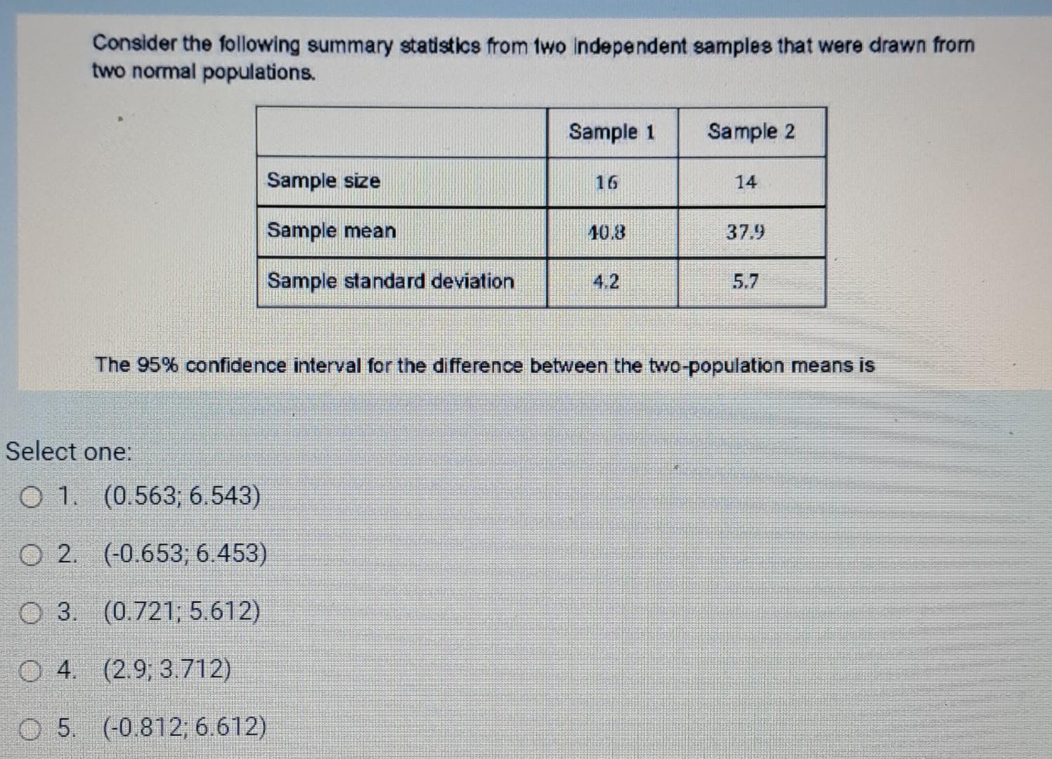 Solved Consider the following summary statistics from two | Chegg.com