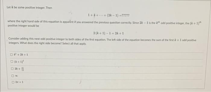 Solved Let k be some positive integer. Then | Chegg.com