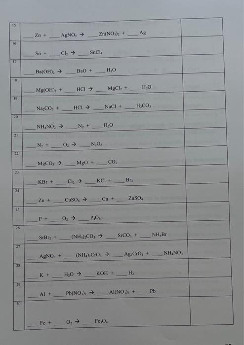Solved balance chemical equations | Chegg.com