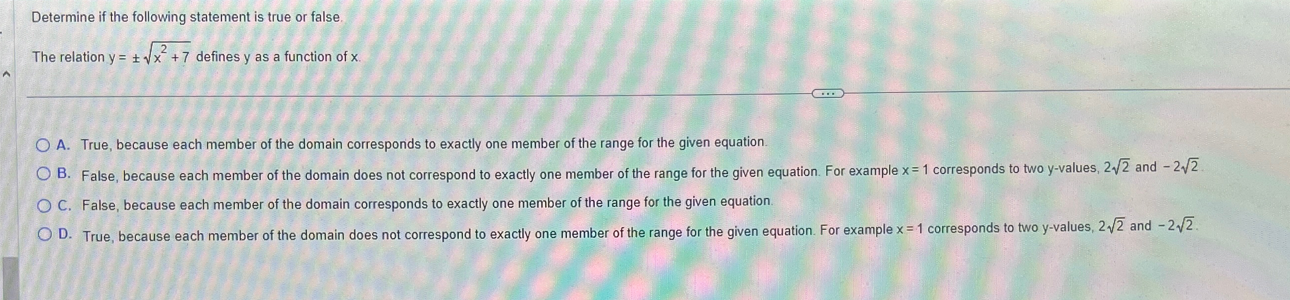 Solved Determine if the following statement is true or | Chegg.com