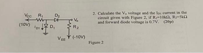 Solved 2. Calculate the V0 voltage and the IDi current in | Chegg.com