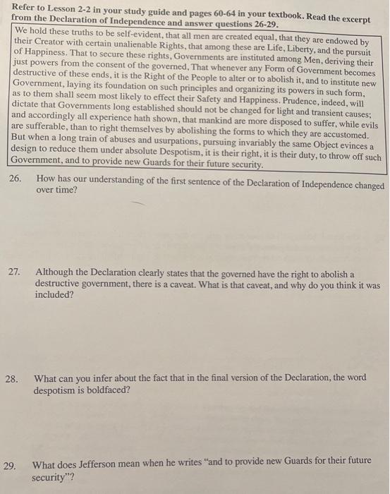 Refer to Lesson 2-2 in your study guide and pages | Chegg.com
