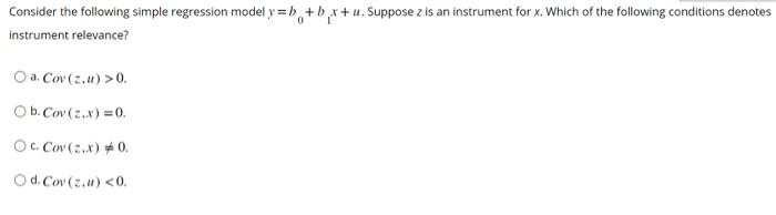 Solved Consider the following simple regression model | Chegg.com