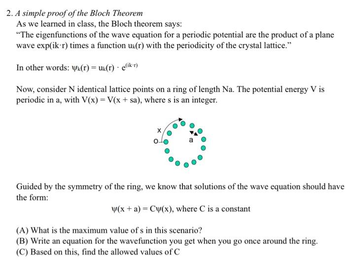 Bloch Theorem Bloch Theorem Solutions, Condensed Matter Physics Basics