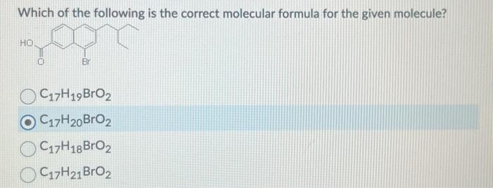 Solved Which Of The Following Is The Correct Molecular