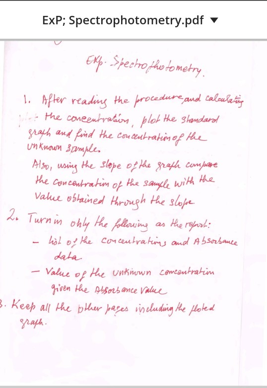 Solved ExP; Spectrophotometry.pdf v Experiment Analysis of | Chegg.com