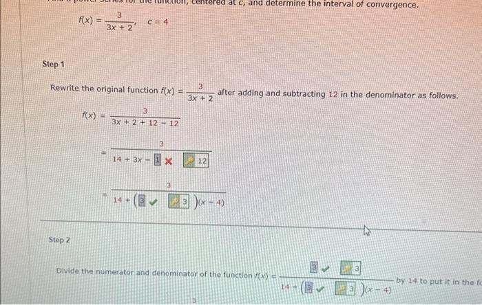 Solved f(x)=3x+23,c=4 Step 1 Rewrite the original function | Chegg.com