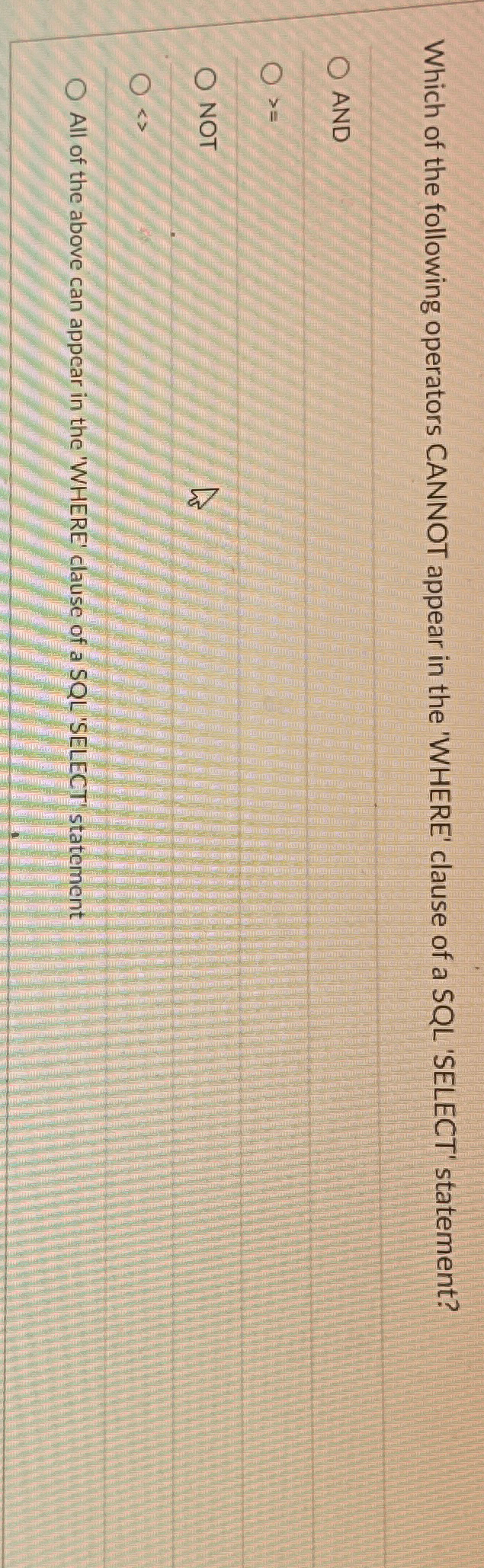 Solved Which of the following operators CANNOT appear in the | Chegg.com
