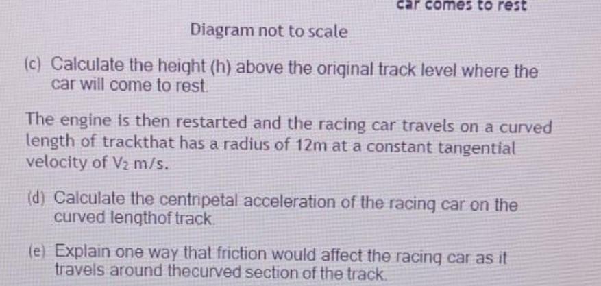 car comes to rest Diagram not to scale (c) Calculate | Chegg.com