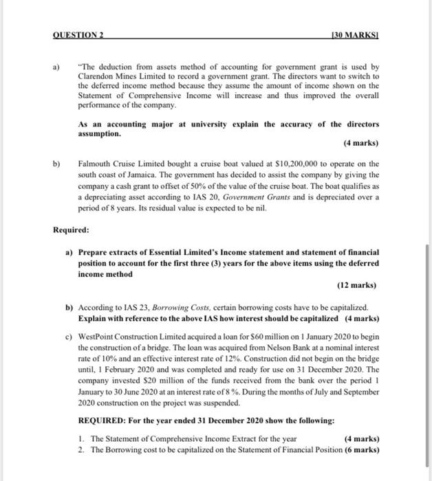 QUESTION 2 [30 MARKS] a) "The deduction from assets | Chegg.com