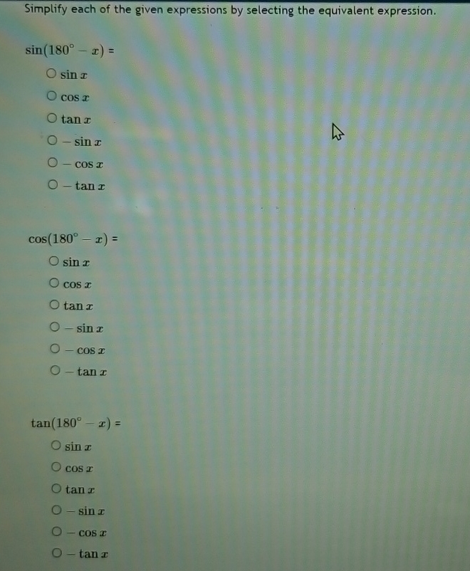 Solved Simplify each of the given expressions by selecting | Chegg.com