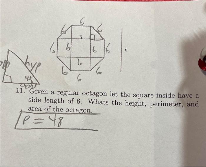 Solved 11. Given a regular octagon let the square inside | Chegg.com