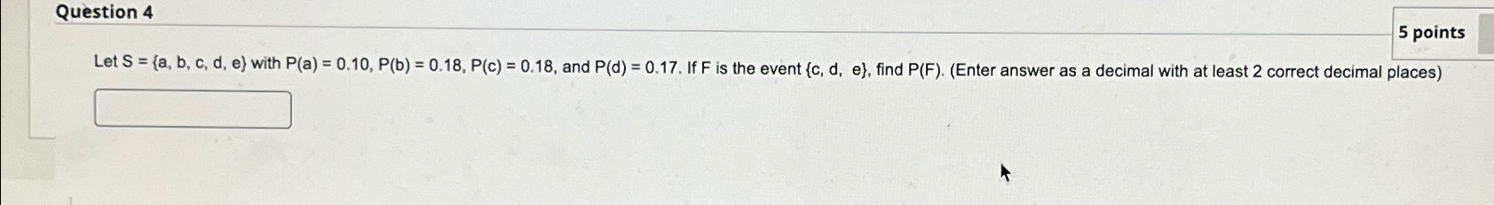 Solved Question 45 ﻿pointsLet S={a,b,c,d,e} ﻿with | Chegg.com
