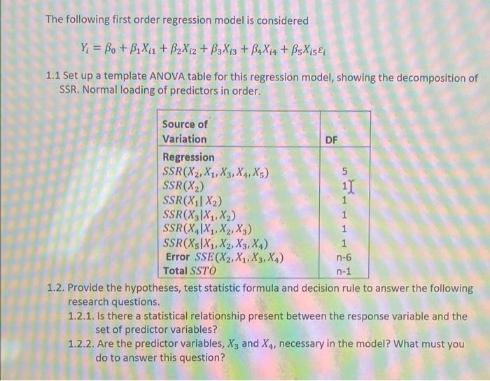 Solved The following first order regression model is | Chegg.com