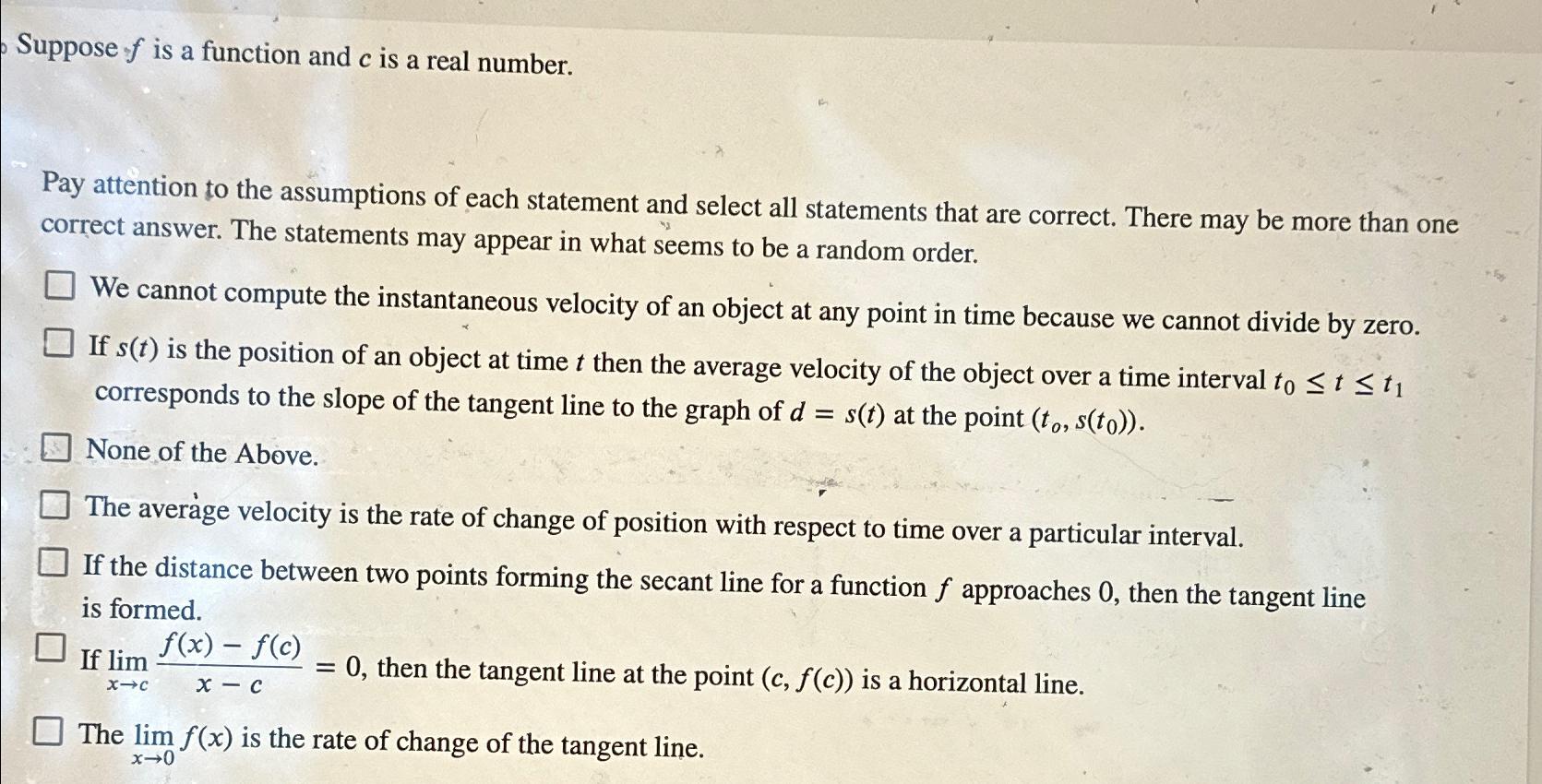 Solved Suppose f ﻿is a function and c ﻿is a real number.Pay | Chegg.com