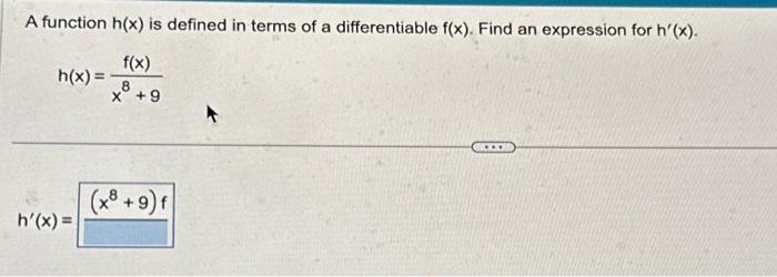 Solved A Function H X Is Defined In Terms Of A