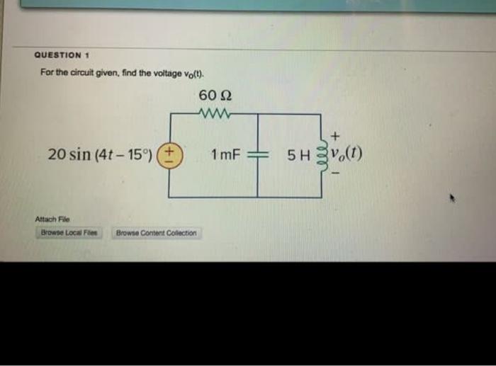 Solved For the circuit given, find the voltage vo(t). | Chegg.com