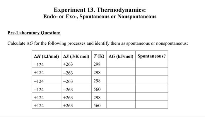 Solved Experiment 13. Thermodynamics: Endo-or Exo-, | Chegg.com