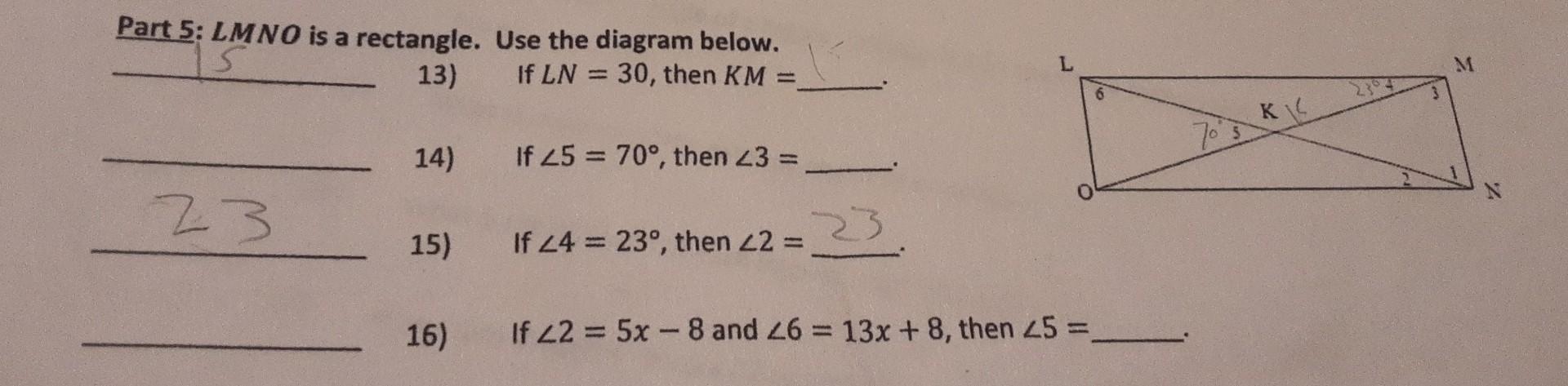 Solved Part 5: LMNO is a rectangle. Use the diagram below. | Chegg.com