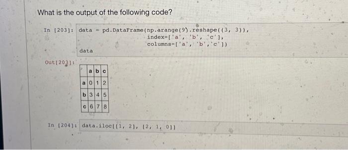Solved What is the output of the following code? In [203]: | Chegg.com