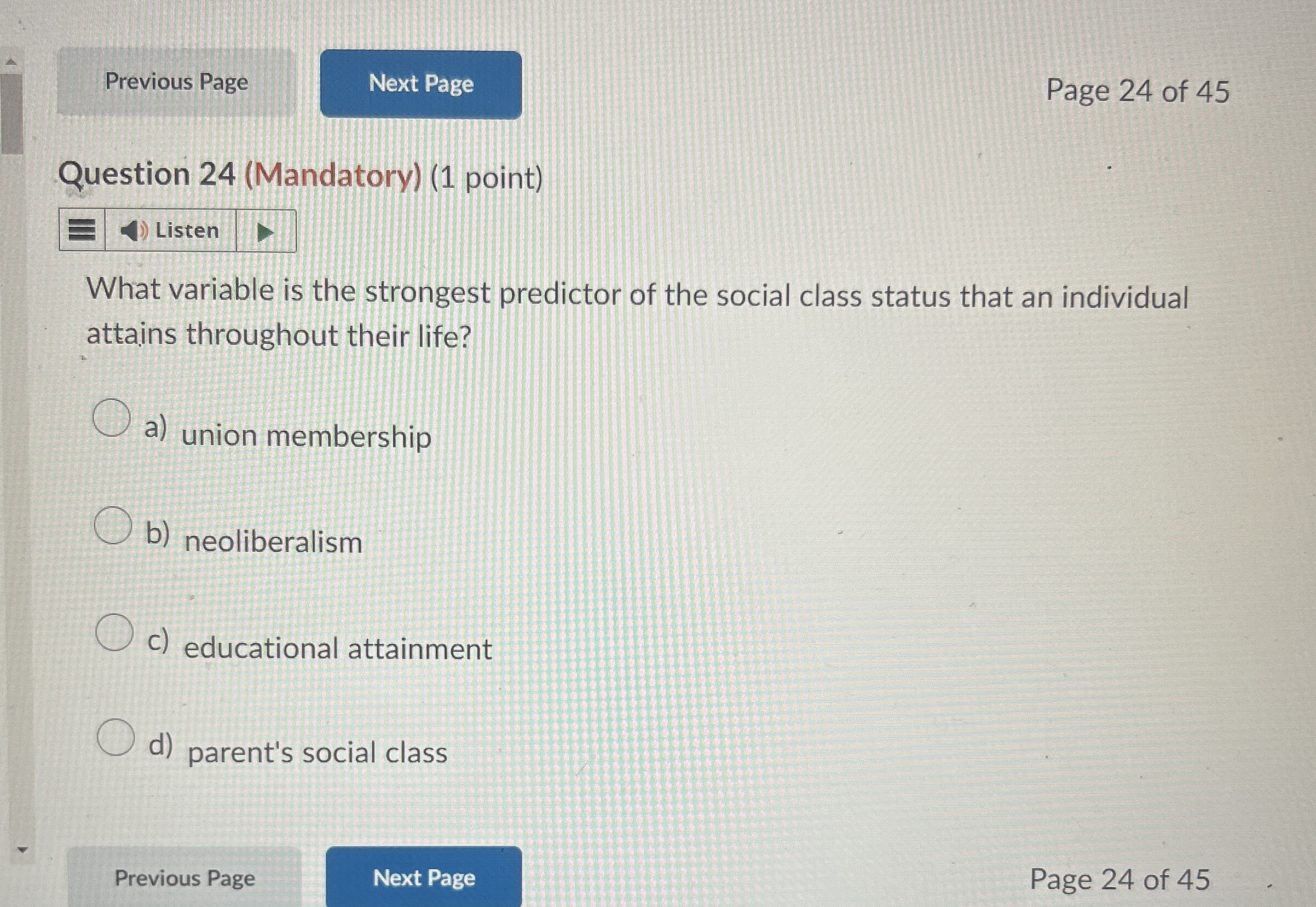 Solved Question 24 (Mandatory) (1 ﻿point)What variable is | Chegg.com