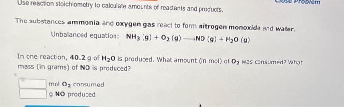 Solved Use reaction stoichiometry to calculate amounts of | Chegg.com