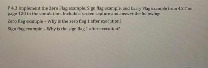 P 4.3 Implement the Zero Flag example, Sign flag | Chegg.com