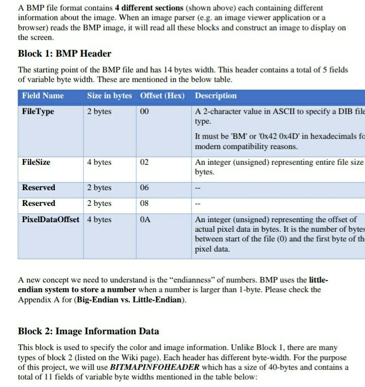 Solved For this program, you will implement a BMP image | Chegg.com