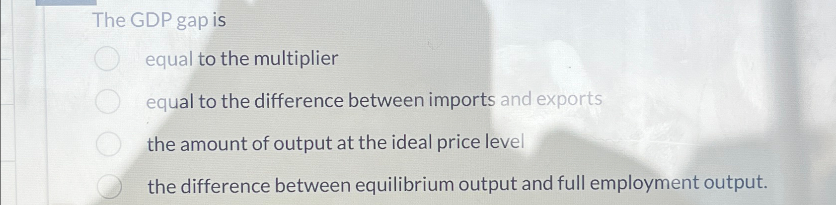Solved The GDP gap isequal to the multiplierequal to the | Chegg.com