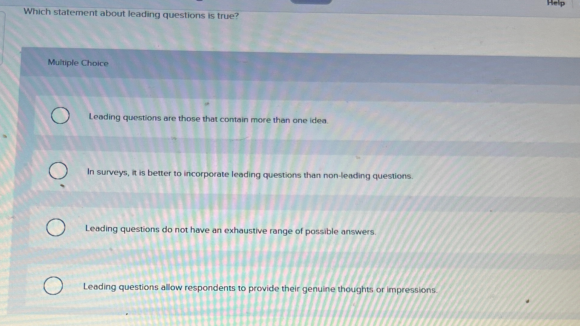 Solved Which statement about leading questions is | Chegg.com