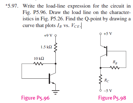 Solved *5.97. ﻿Write the load-line expression for the | Chegg.com