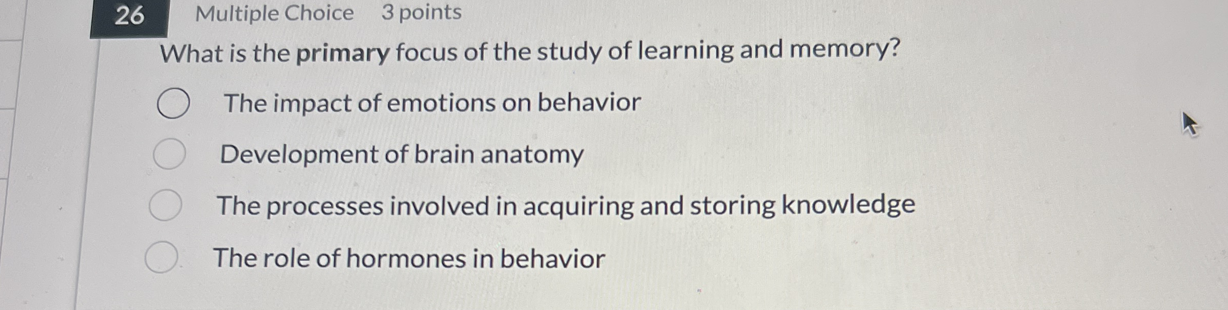 Solved 26Multiple Choice3 ﻿pointsWhat is the primary focus | Chegg.com