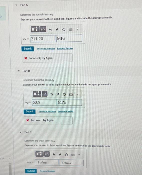 Solved Determine the equivalent state of stress on an | Chegg.com