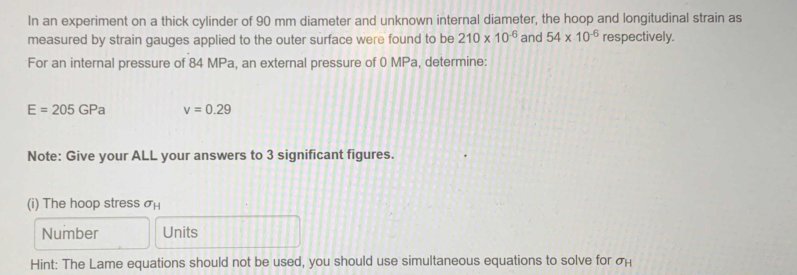 Solved In an experiment on a thick cylinder of 90mm | Chegg.com