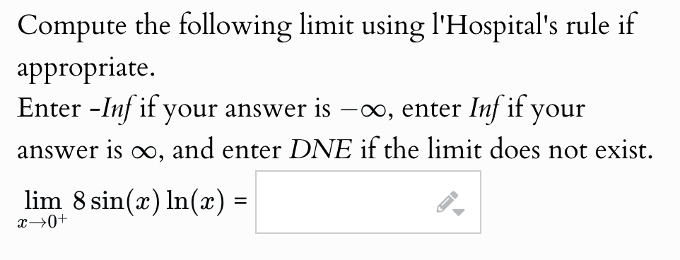 Solved Compute the following limit using l'Hospital's rule | Chegg.com
