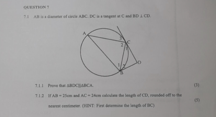 Solved QUESTION 77.1 AB ﻿is a diameter of circle ABC. DC ﻿is | Chegg.com
