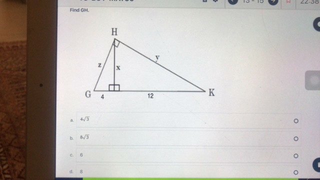 Solved L. Find GH. Н у 2 G4 K 12 а b 3 оооо с. 6 d. В | Chegg.com