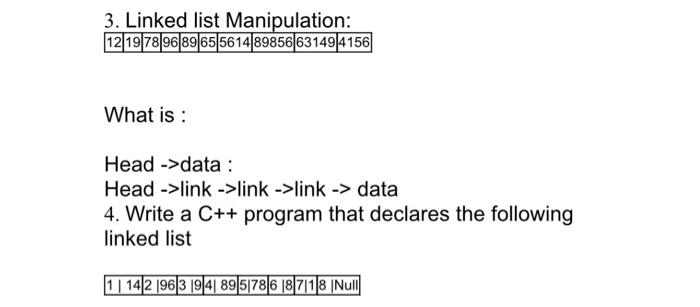Solved 3. Linked list Manipulation: | Chegg.com